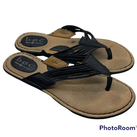 Born | Shoes | Boc Born Womens 8 Flip Flops Sandals Black Leather ...